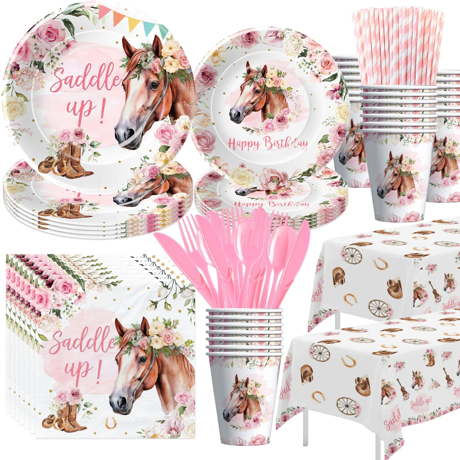 Cowgirl Party Decorations Tableware - Horse Theme Saddle Up Western ...