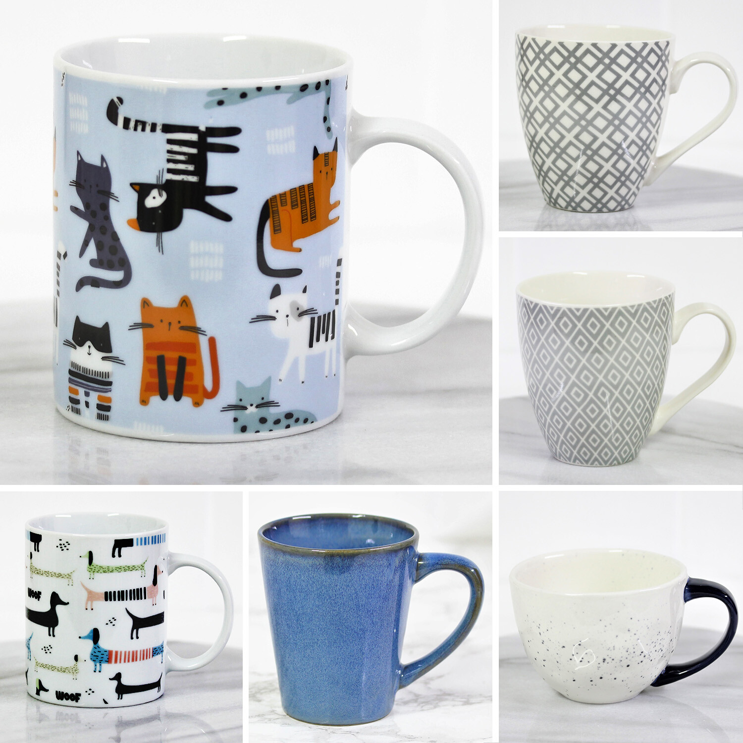 Sabichi Matt Stoneware Coffee Mugs Glossy Porcelain Tea Cups New Bone ...
