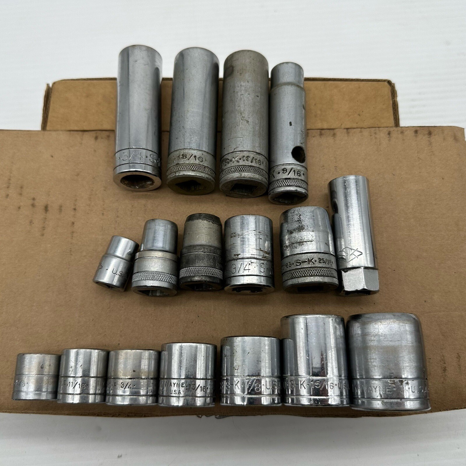 17 Vintage SK Tools 3/8” 1/2” Drive Mixed Socket Set Lot 12 6 Point ...