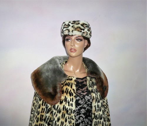 Vintage Real Sheepskin Beaver Lamb Fur Wool Hat for Coat Leo Ocelot ...