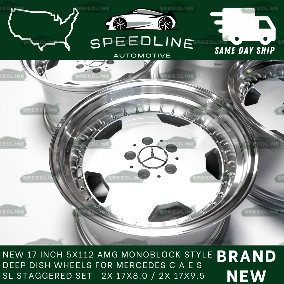 17 INCH MERCEDES RIMS WHEELS DEEP Dish Lip Style MONOBLOCK NEW SET 4 ...