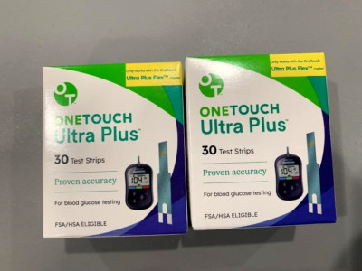One Touch Ultra Plus BLOOD GLUCOSE 30 Test Strips (PACK Of 2) Expires ...