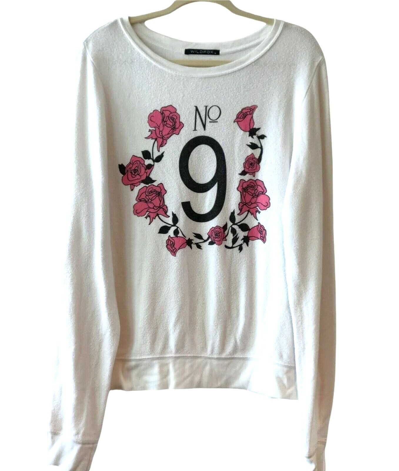 Wildfox Womens Off White No 9 Roses Graphic Soft Pullover Sweater Top ...