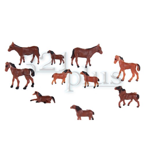 20 pcs. N Scale Farm Animals Model Horses 1:160 Scale Miniature Figures ...