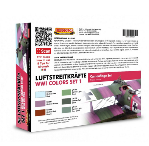 WWI Imperial German Army Aircraft Acrylic Set 6 22 ml Lifecolor Hobby ...