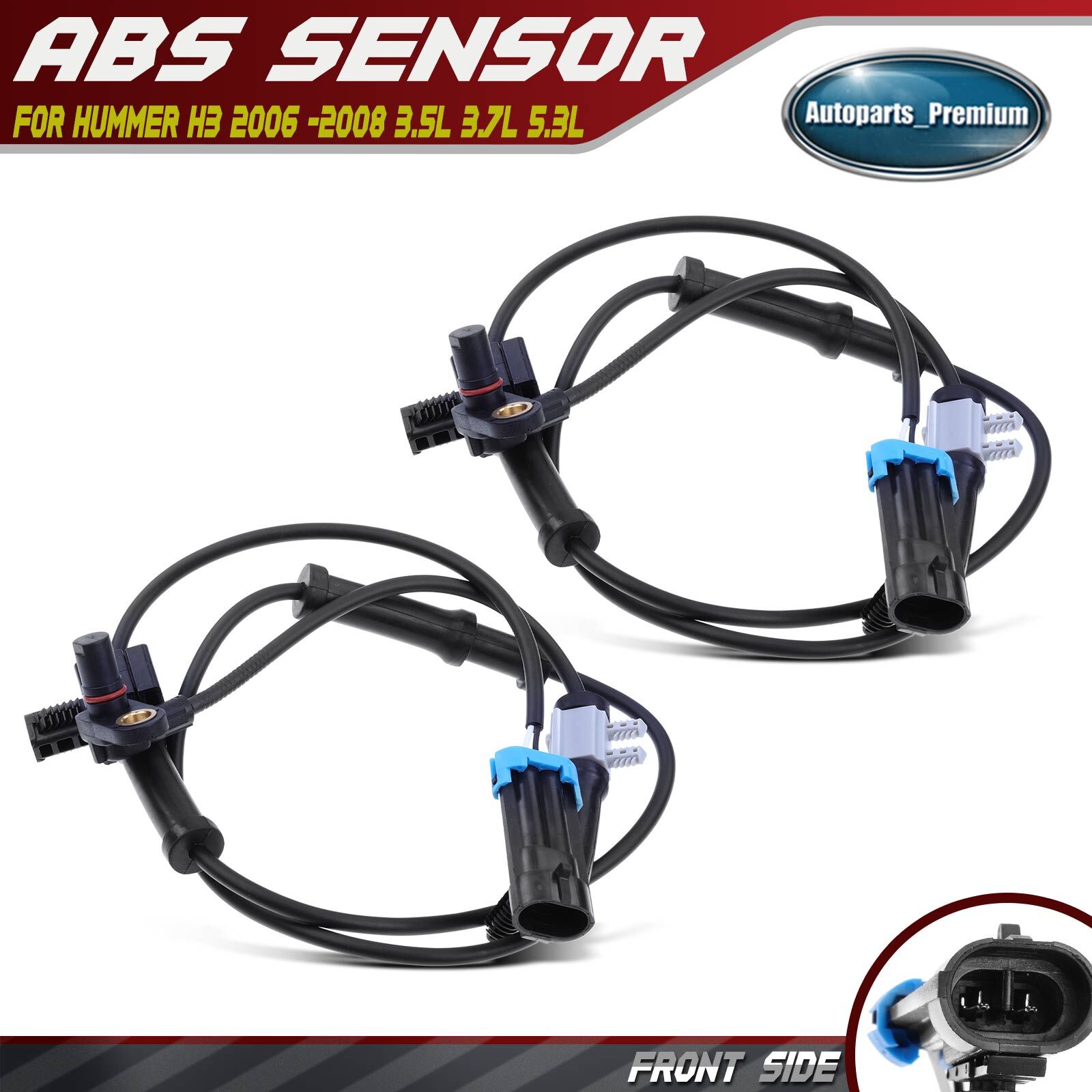 2x Front Left & Right ABS Wheel Speed Sensors for Hummer H3 2006 2007 ...