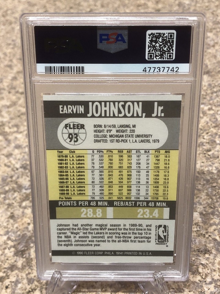 1990 FLEER MAGIC JOHNSON CARD #93 - GRADED PSA Mint 8 | eBay