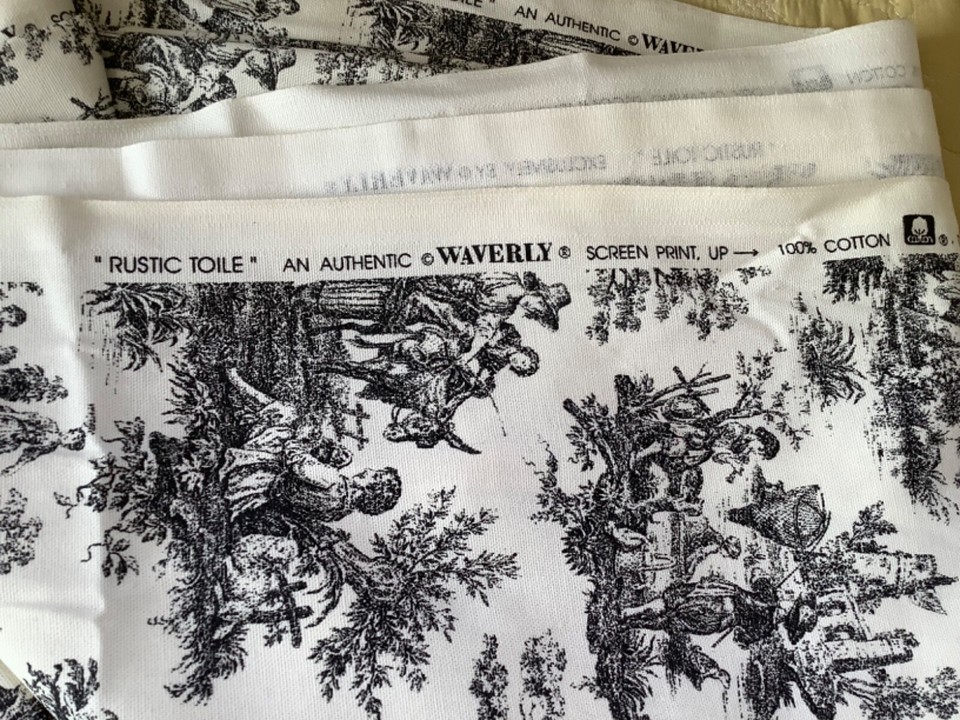 Waverly Screen Print Rustic Toile black cream toile fabric 2 yards | eBay