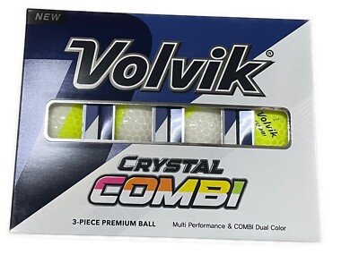 Volvik Crystal Combi Split Colored Golf Balls - Yellow / White - 1 ...