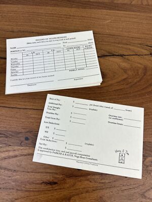 Time Clock Supplies - Vintage Time Card