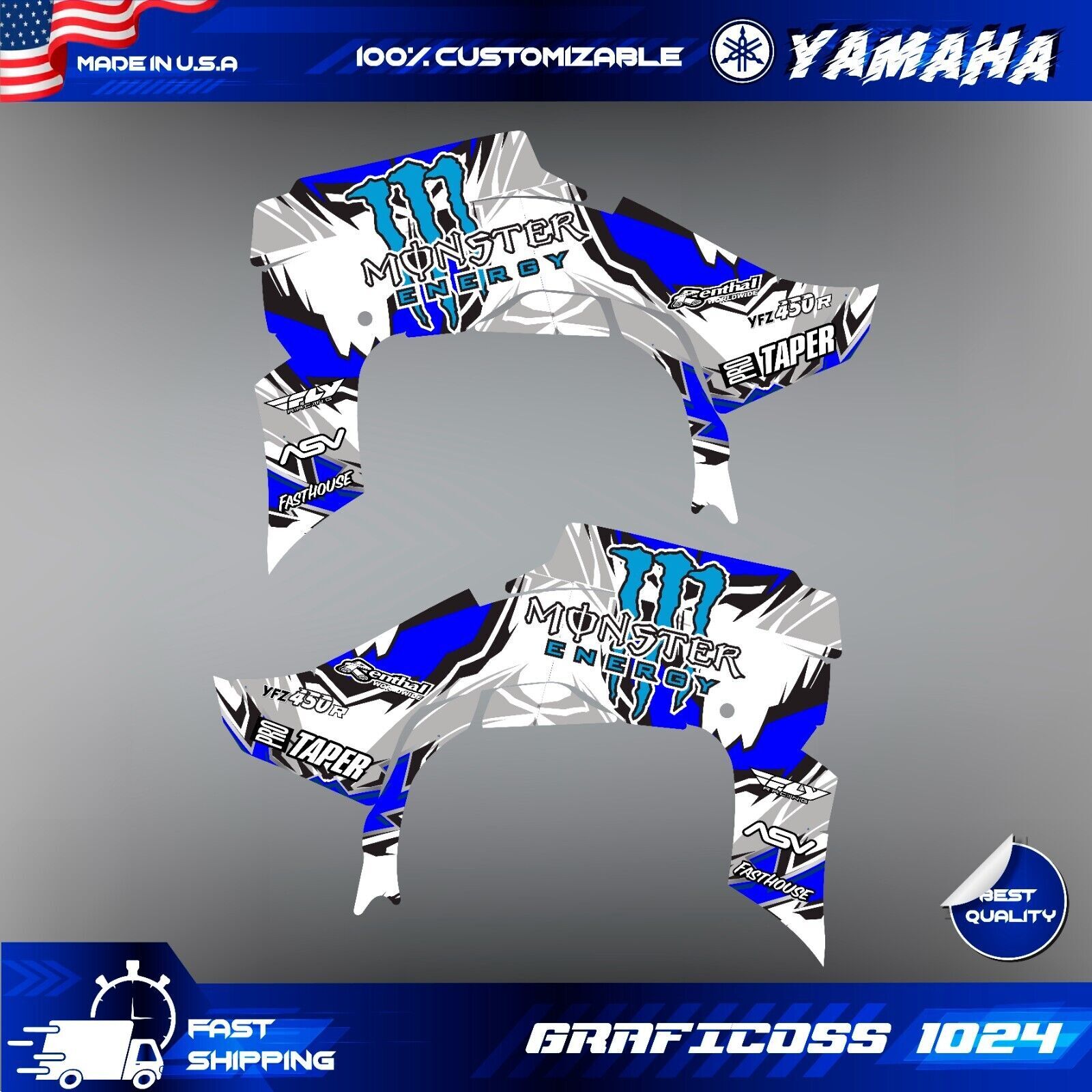 2014 2015 2016-2023 Yamaha YFZ450R graphics decal kit full stickers atv ...