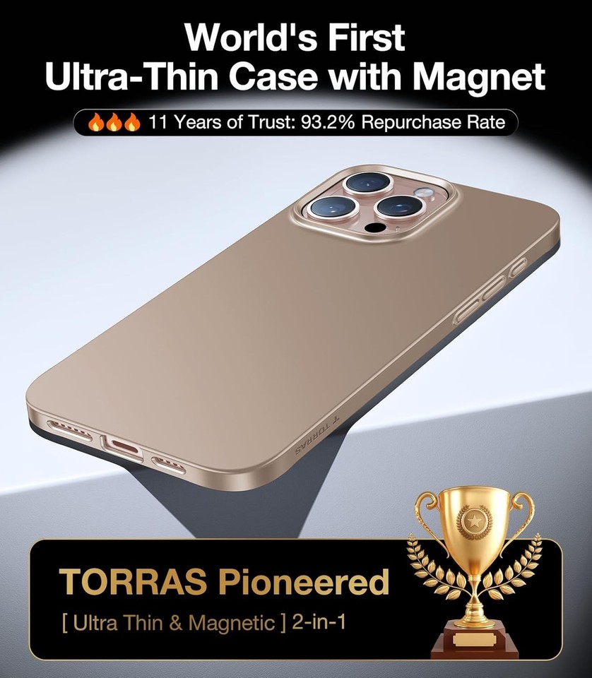 TORRAS Magnetic Slim Fit for iPhone 16 Pro Case 6.3 inch, Ultra-Thin 16 Pro Case | eBay