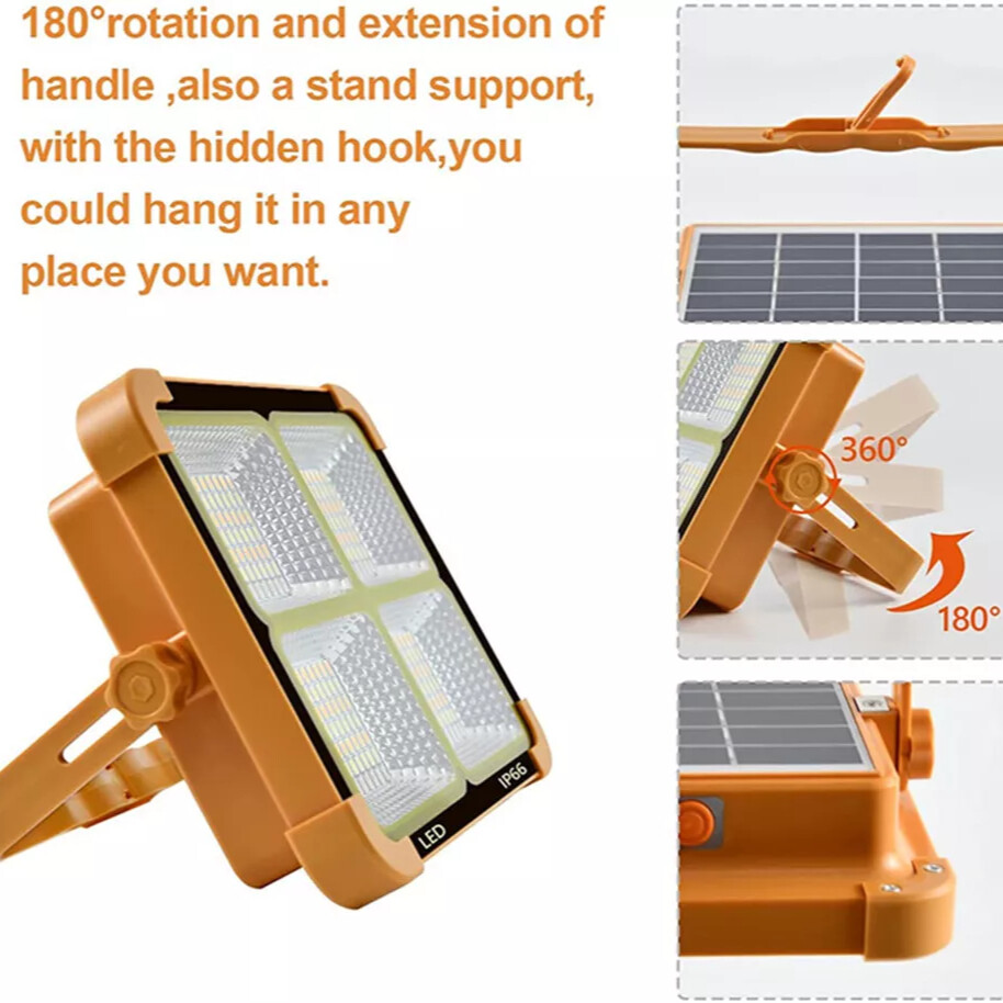 200W Magnetic LED Solar Rechargeable Work Light Portable Emergency ...