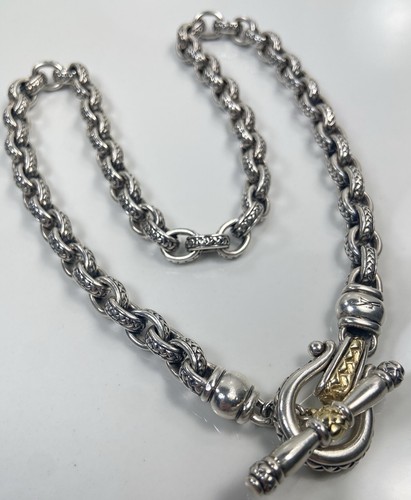 SCOTT KAY 925 STERLING SILVER & 18K CHUNKY TOGGLE CHAIN 20” NECKLACE ...