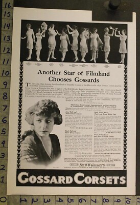 1916 SEENA OWEN FILM ACTRESS GOSSARD CORSET FASHION WOMEN DECOR ART AD ...