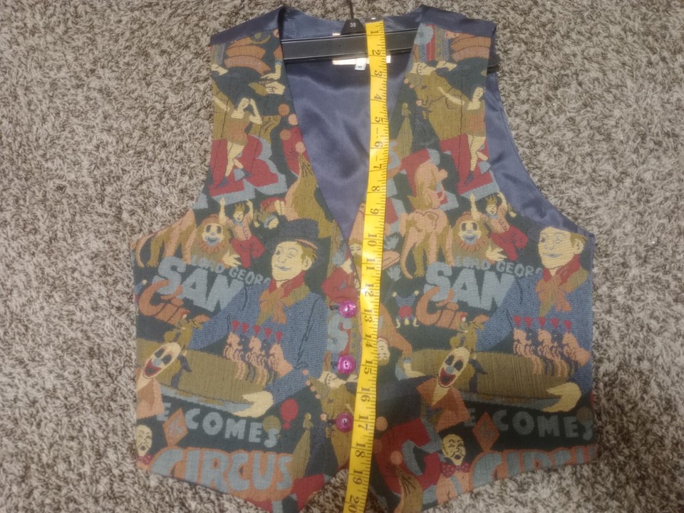 Conterio Vintage Tapestry Vest Multicolor Women's Circus Motiff Sz M | eBay