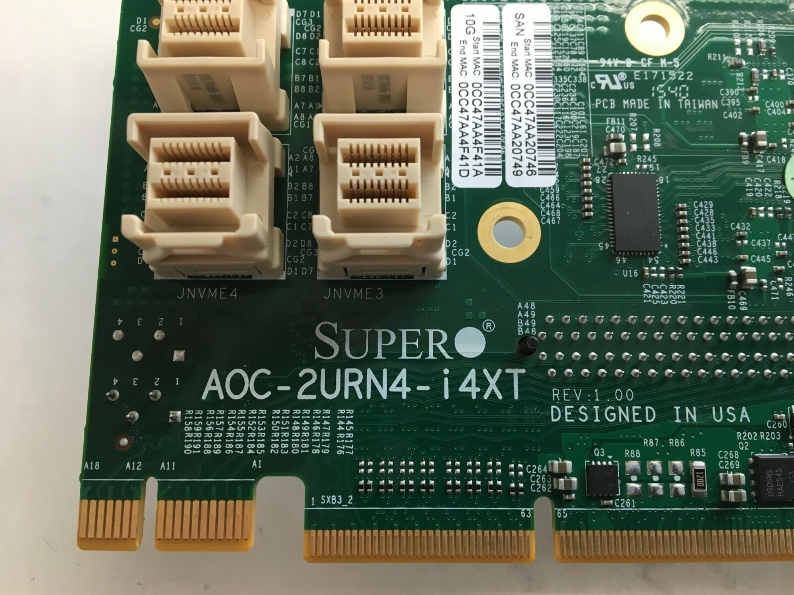 Supermicro AOC-2URN4-I4XT Intel X540 PCI Express x8 2U Ultra Riser ...