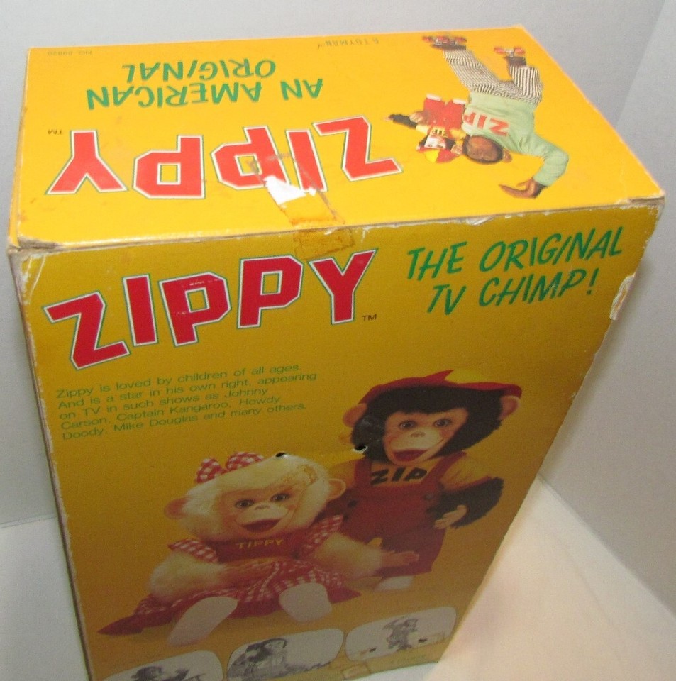 Zippy the Chimp Tippy Doll in Original Box, 1989 A Toyaman Enterprises ...