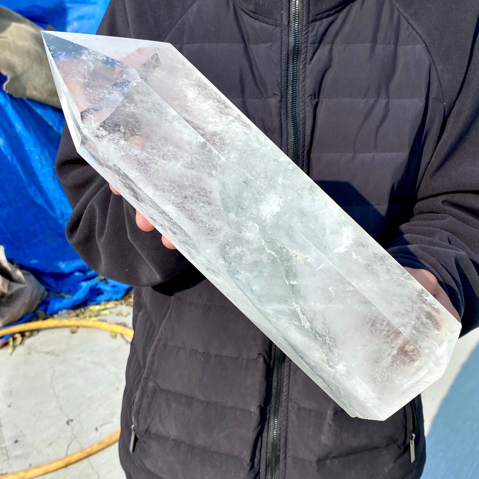 12.58LB Large Natural White crystal obelisk Crystal energy column Reiki ...