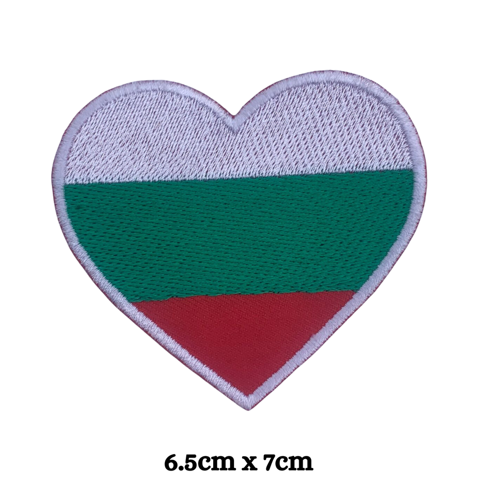 Bulgaria Heart Flag Iron On Patch Embroidered Sew On Applique Country Badges Nat | eBay