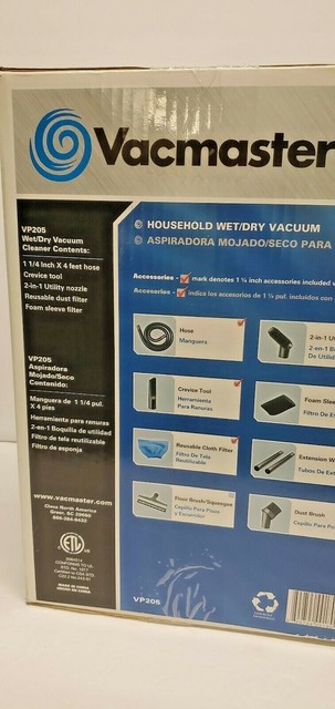 Vacmaster VP205 Portable Wet/Dry Vacuum 2.5 gallon 1.75 HP for sale ...