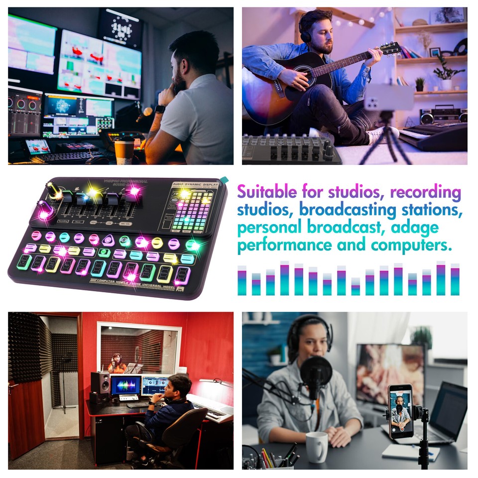 Earphone Studio Recording Kit Podcast Mixer Equipment Condenser ...