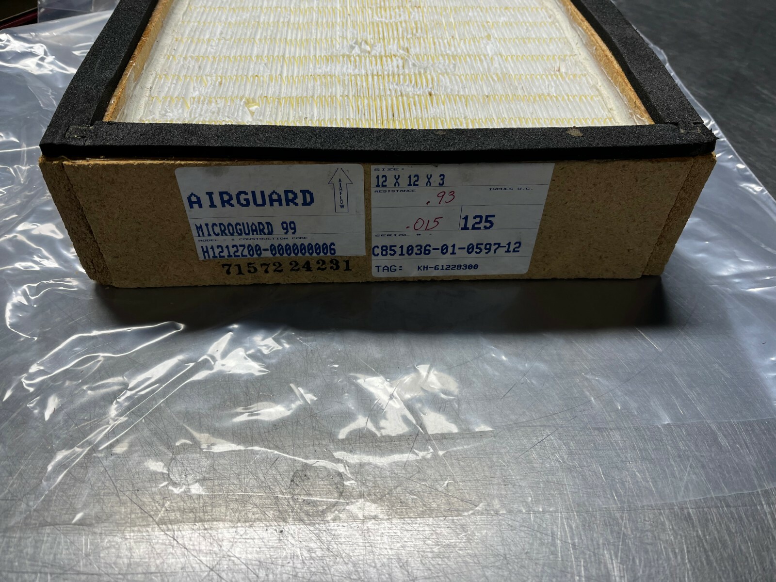 AIRGUARD H1212Z00-000000006 MICROGUARD 99 AIR FILTER 12x12x3 in Wood ...