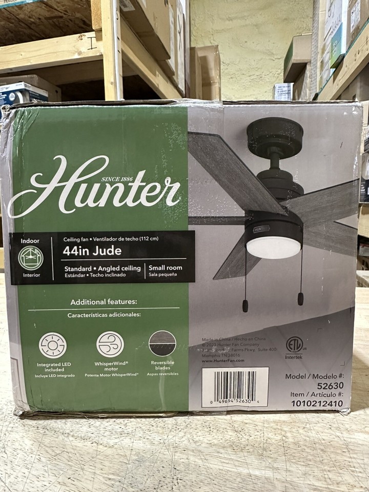 Hunter Jude 44 in. Integrated LED Indoor Matte Black Ceiling Fan | eBay
