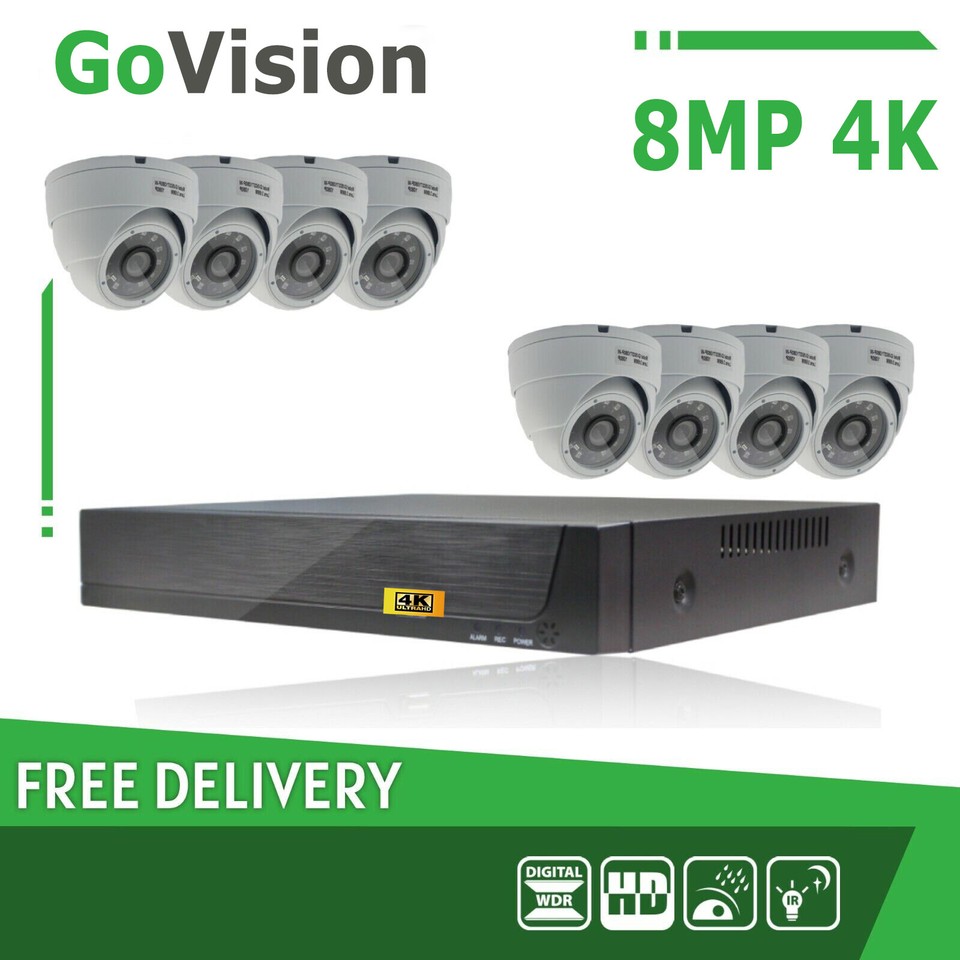 8MP CCTV System 4CH 8CH 4K Ultra HD DVR Dome Camera Home Security Kit ...