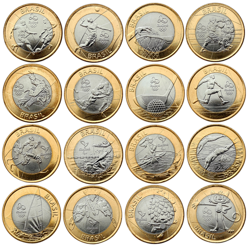 BRAZIL – SET OF 16 COINS 1 REAL 2014–2016 – RIO 2016 OLYMPICS ...
