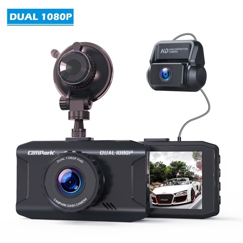 Campark 1080P Dual Lens Dash Cam Front and Rear Car Camera Taxi Night ...