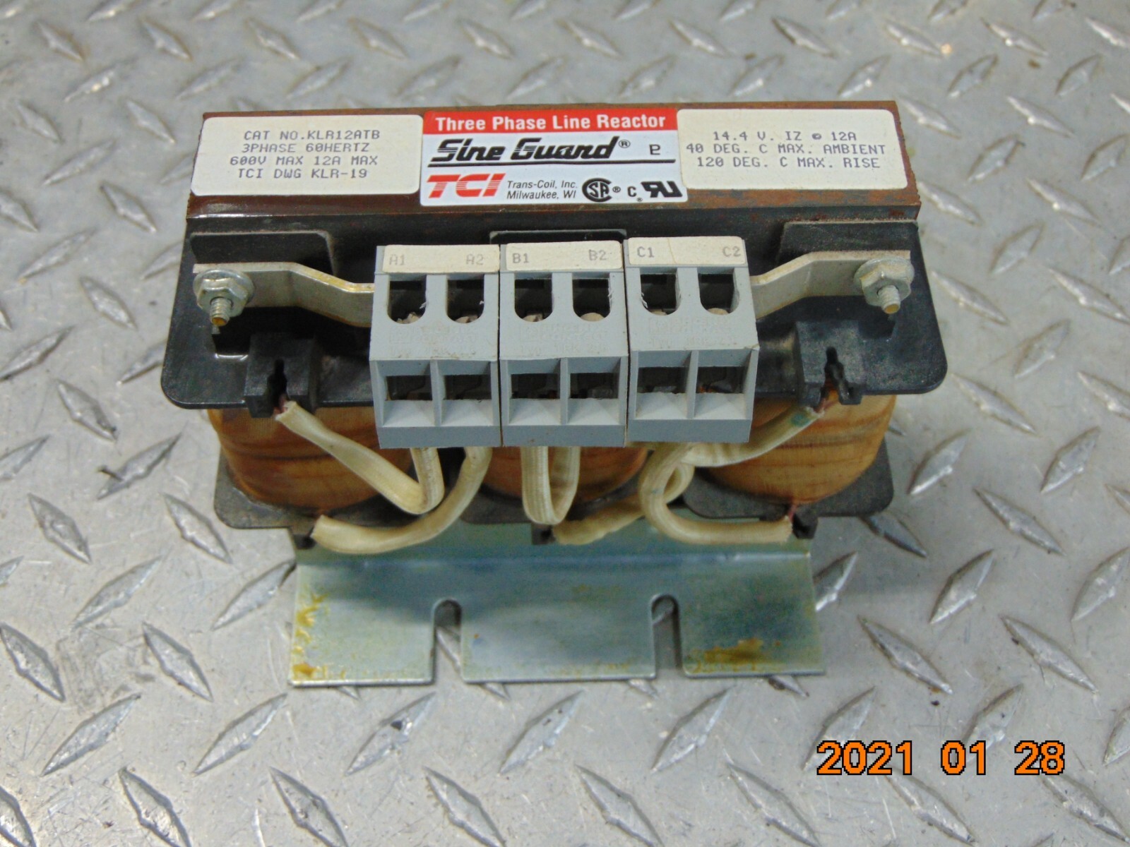 TRANS-COIL KLR12ATB SINE GUARD THREE PHASE LINE REACTOR 12A 600V | eBay