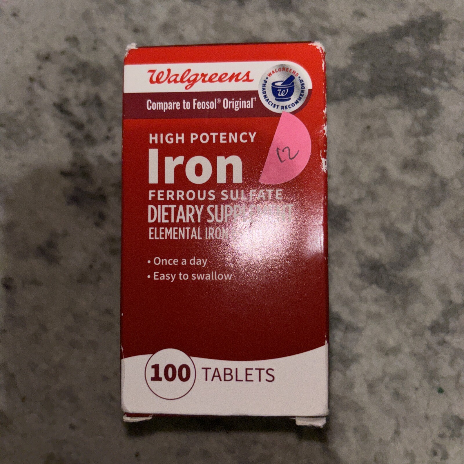 Walgreens High Potency Elemental IRON Ferrous Sulfate 65mg 100 Tablets ...