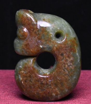 China Hongshan Culture Natural Hetian Jade Yu Pig Dragon Loong Gou Hook ...