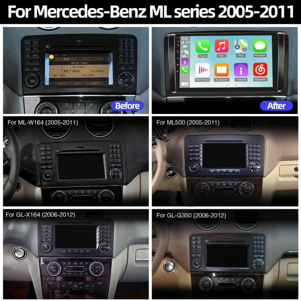 For 2007-2011 Mercedes-Benz ML350 GL450 Radio Stereo CarPlay Android 15 ...