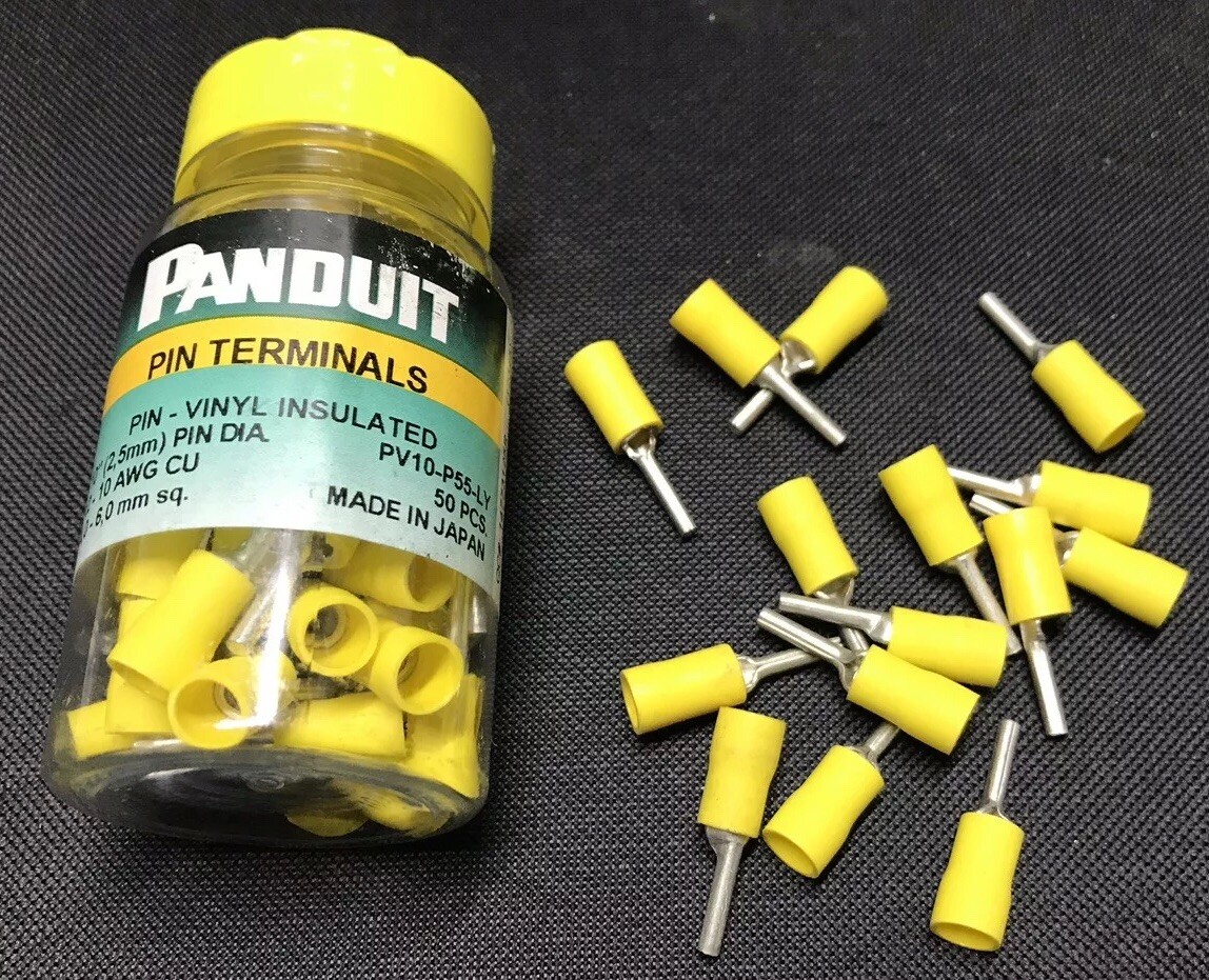 Panduit PV10-P55 Pin Terminal Vinyl Insulated 12-10 AWG - PV10-P55-LY ...