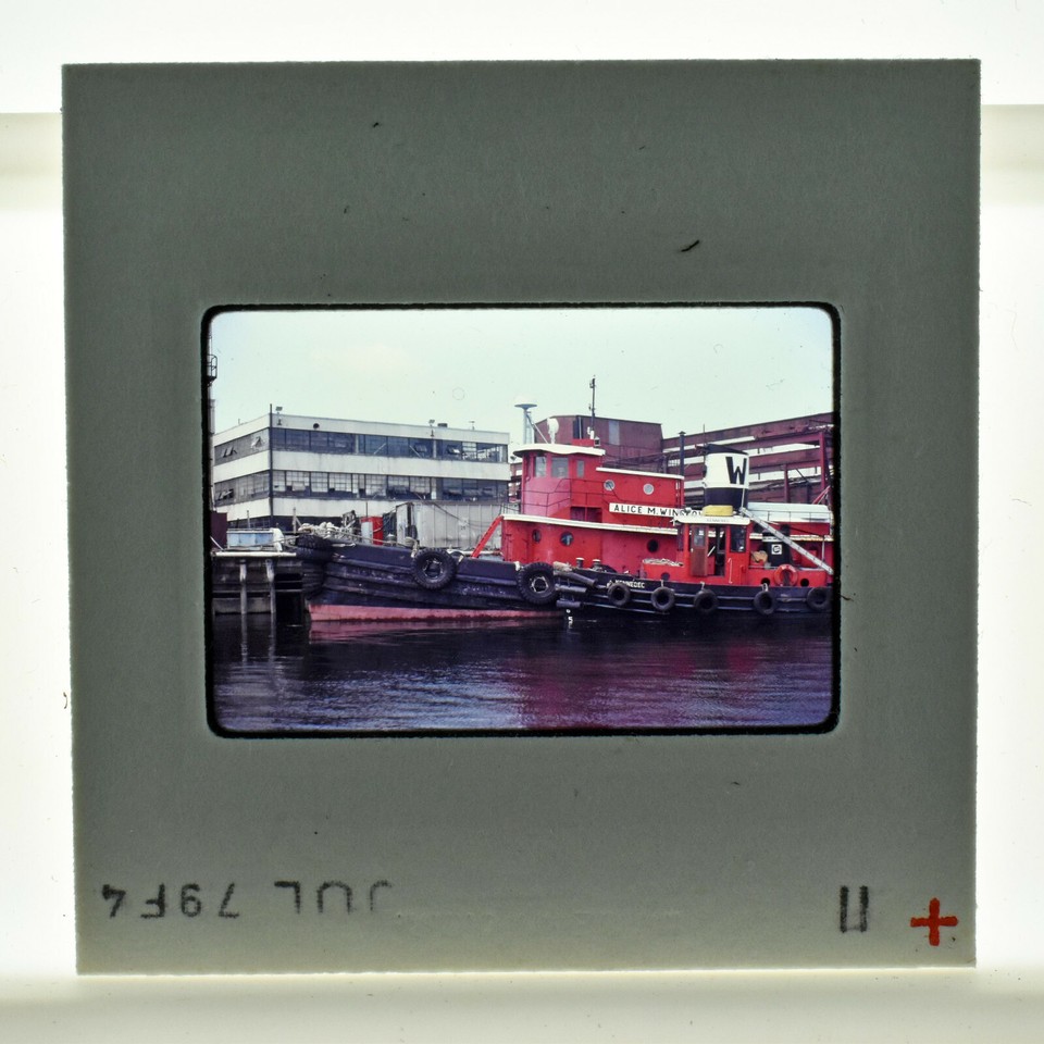 VTG 1979 35mm Photo Slide Boothbay Harbor Maine Alice M Winslow Tugboat ...