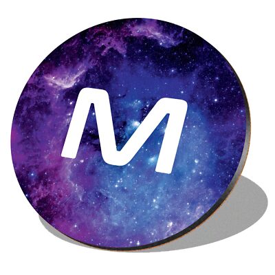 1 x Round Coaster - Letter M Space Universe Galaxy Stars Initial ...