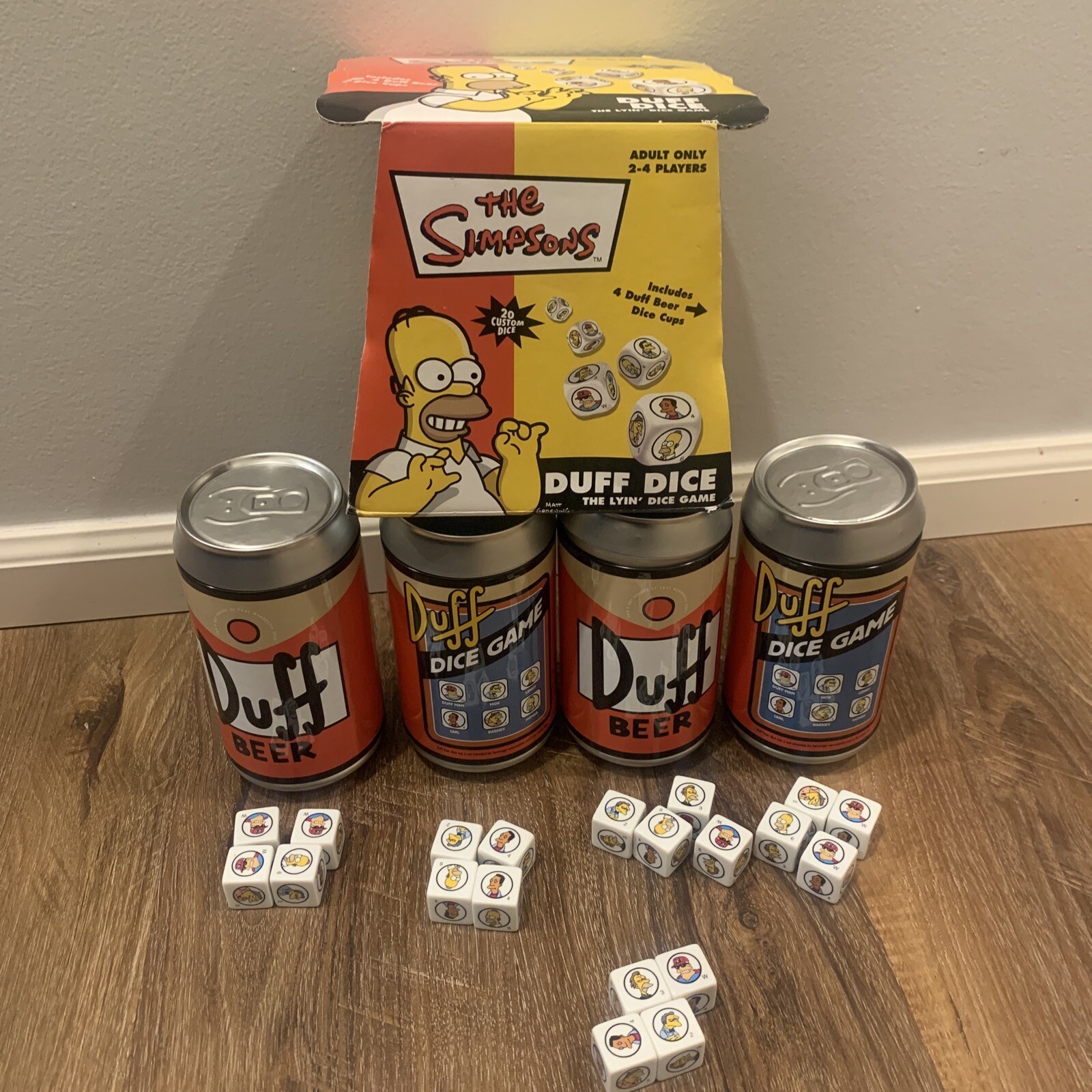 Simpsons DUFF DICE GAME 4 DUFF Beer Cups 20 DICE NO INSTRUCTIONS | eBay