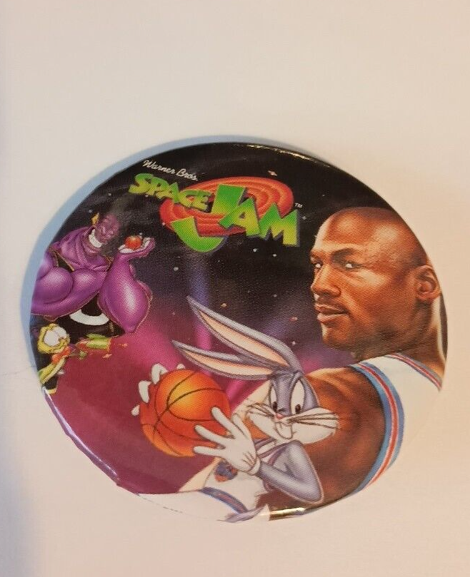 1996 SPACE JAM MOVIE Warner Bros. Promo Pinback Michael Jordan Bugs ...