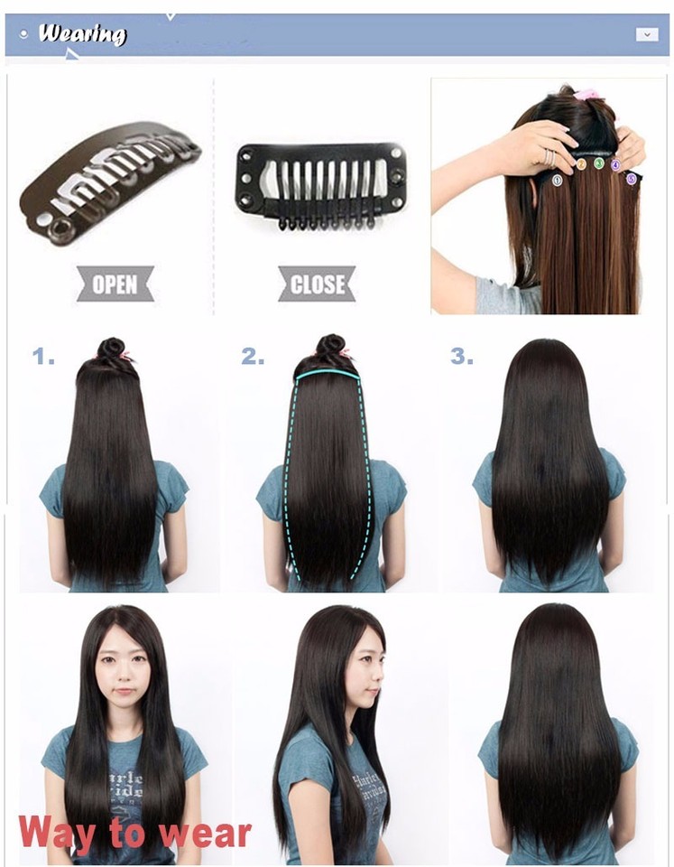 US Real Long Clip in on Hair Extensions 1Pcs Thick Half Full Head ...