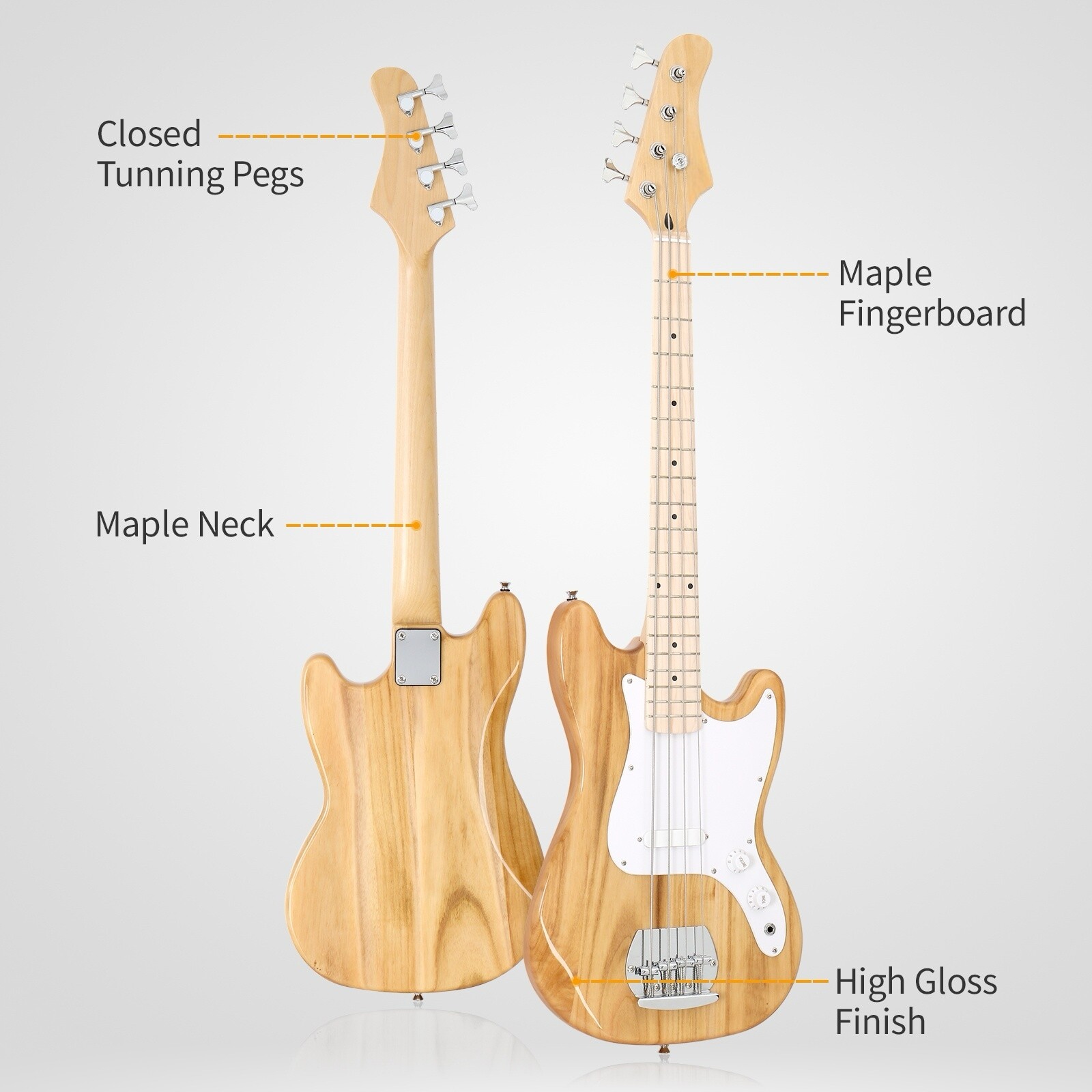30" Short Scale 4-String P-Style Kids Electric Bass Guitar-Split Pickup ...