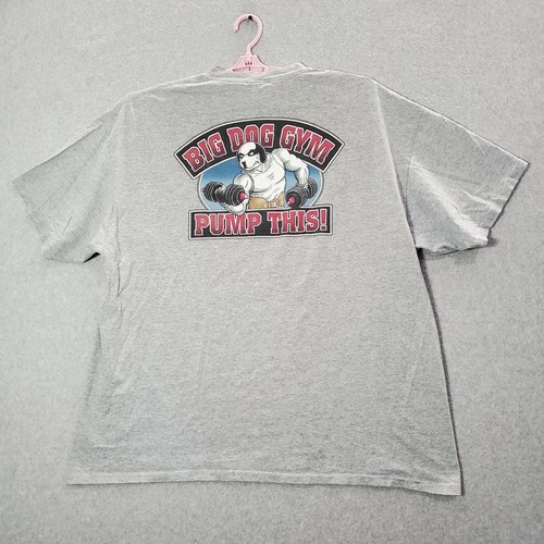 Reprint VINTAGE Big Dog Men Shirt 2XL Gray Logo Gym Pump This Graphic ...