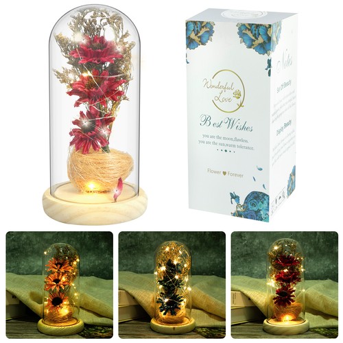 LED Sunflower Lamp Battery Operated Sunflower Glass Light Creative ...