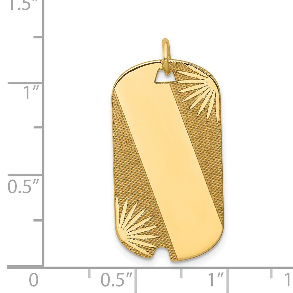 14k 14kt Yellow Gold Patterned .018 Gauge Engravable Dog Tag Disc Charm ...