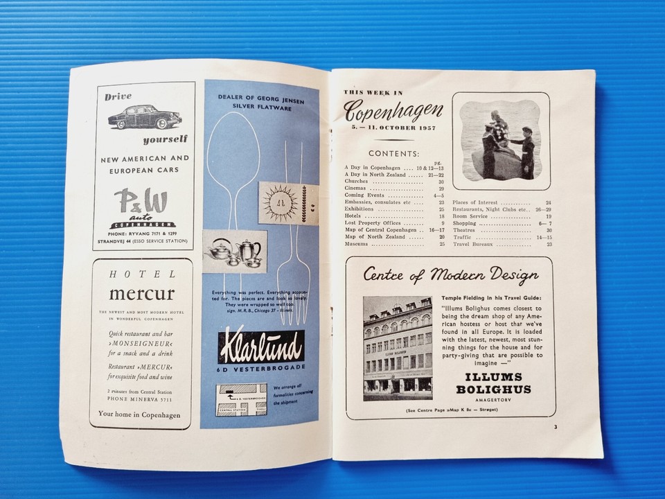 THIS WEEK COPENHAGEN 50s VINTAGE DEPLIANT TOURIST MAP BROCHURE VIAGGIO ...