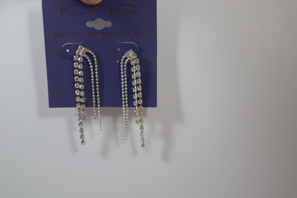 YBOT long double dangle crystal chain stud bridal icing Claires Jewelry ...