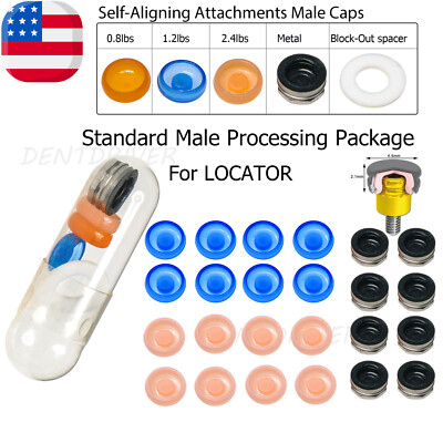 US Dental Overdenture Locator Retention Male Caps Metal Housing for ...