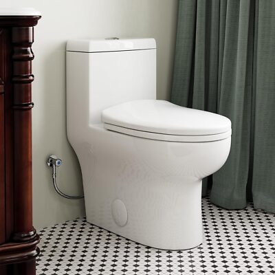 Side/Duel Flush Elongated One Piece Toilet With Soft Close Seat Water ...
