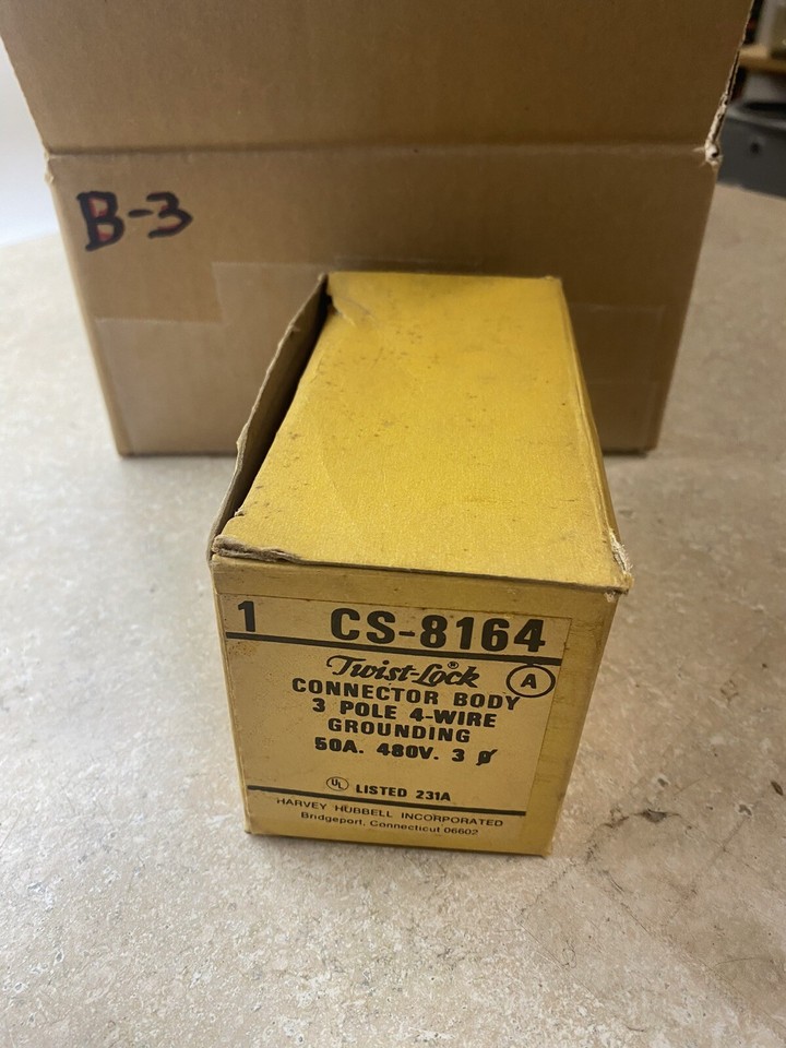 Hubbell CS8164C/CS8165C Locking Connector, 50 amp, 480V, 3 Pole | eBay